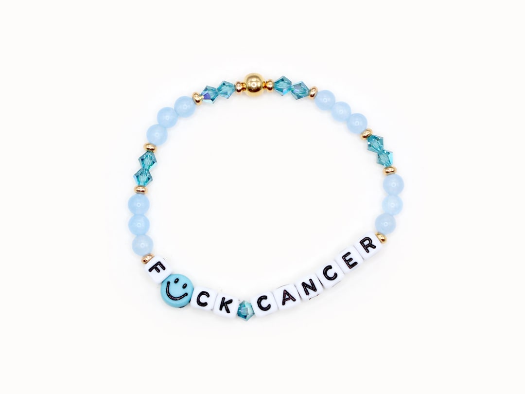 Custom "f*ck Cancer" Beaded Bracelet – Blue Ribbon Cancer Support - Etsy