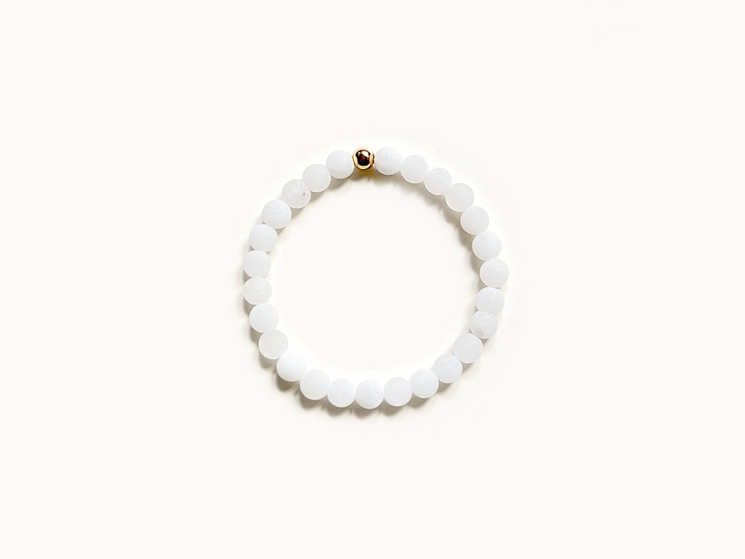 Custom Word Bracelet - 6mm Matte Snow Quartz Beads - Custom Name ...