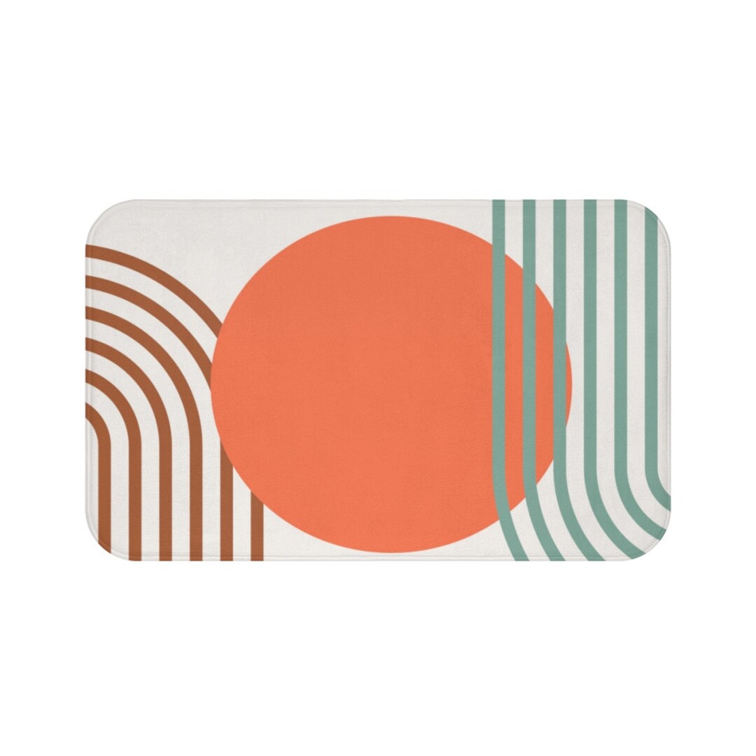Modern Abstract Bath Mat, Minimalist Bath Rug, Geometric Bathroom Mat ...