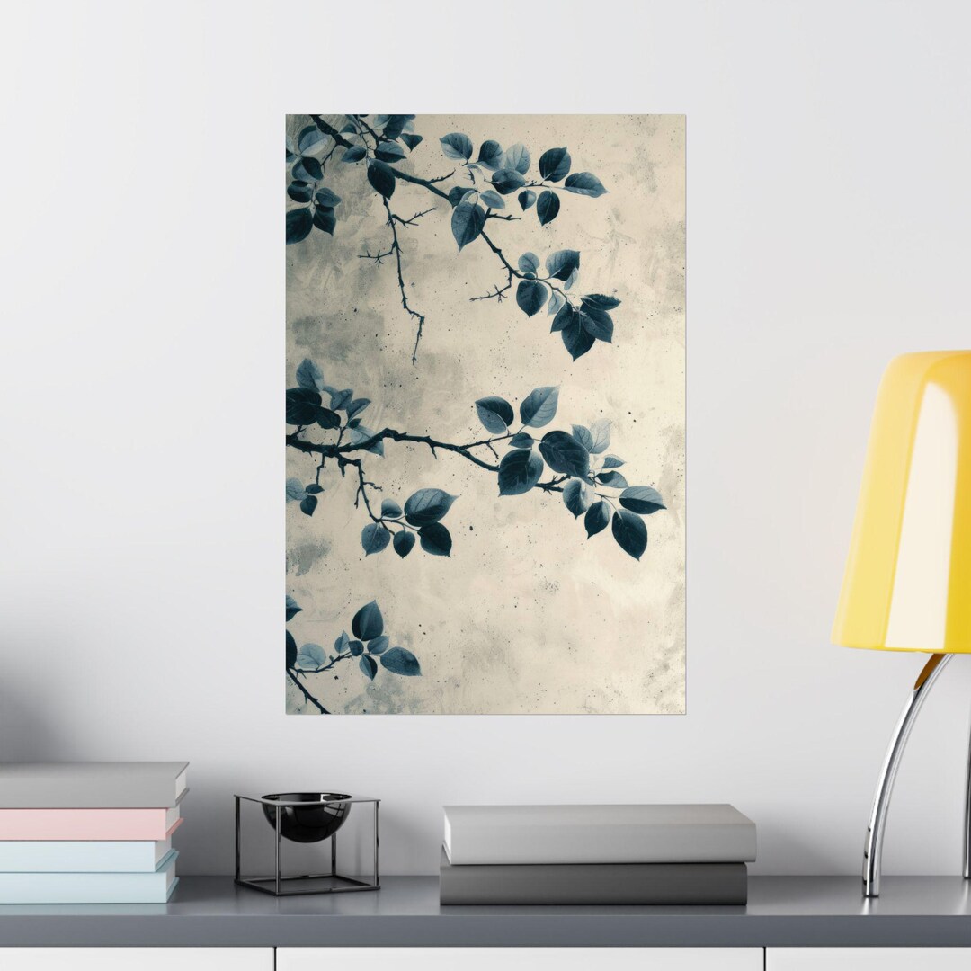 Japanese Floral Art Print, Asian Style Botanical Ink and Charcoal Art ...