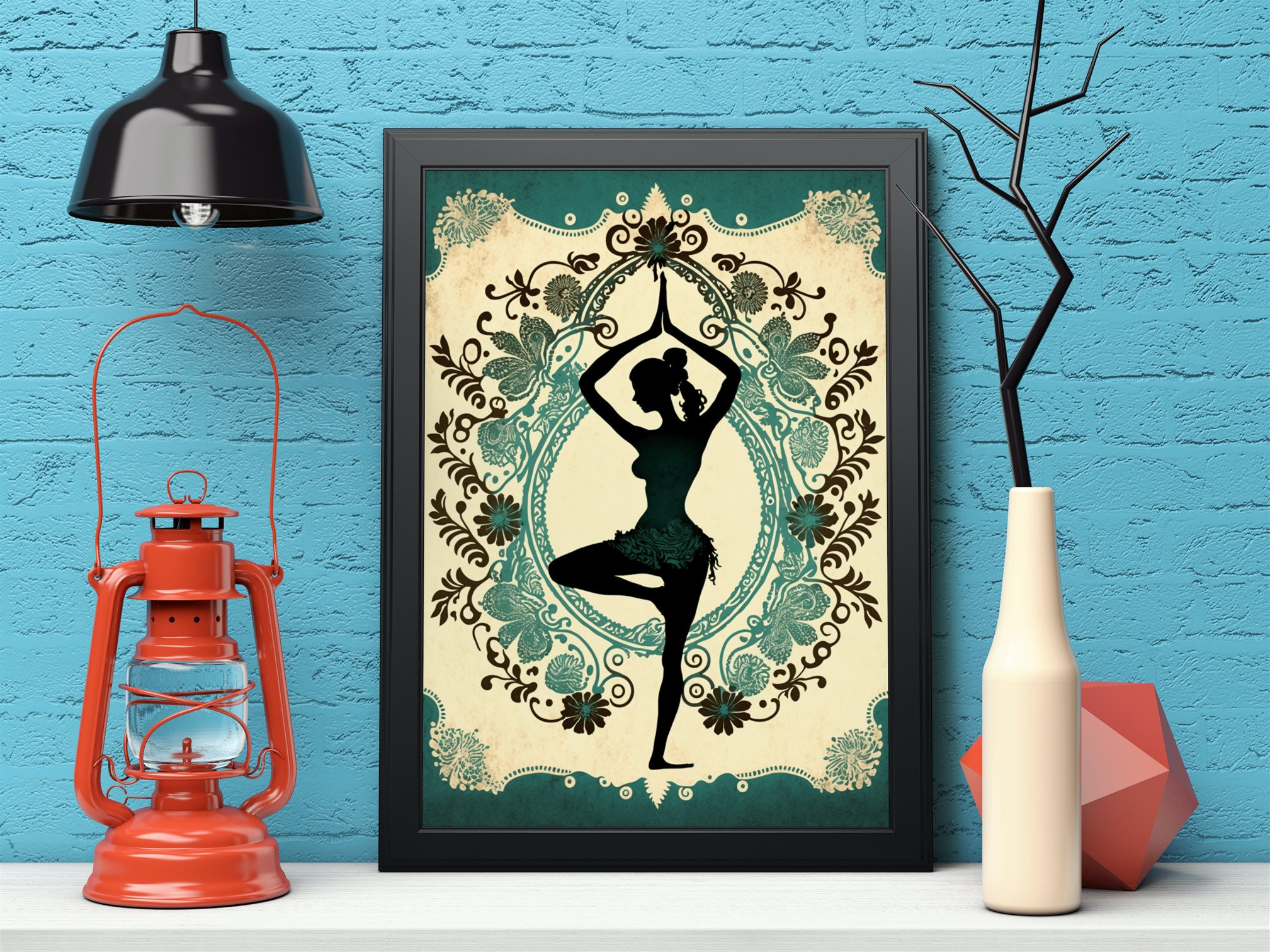 Boho Yoga Poster, UNFRAMED Yoga Pose Silhouette Fine Art Paper Print ...