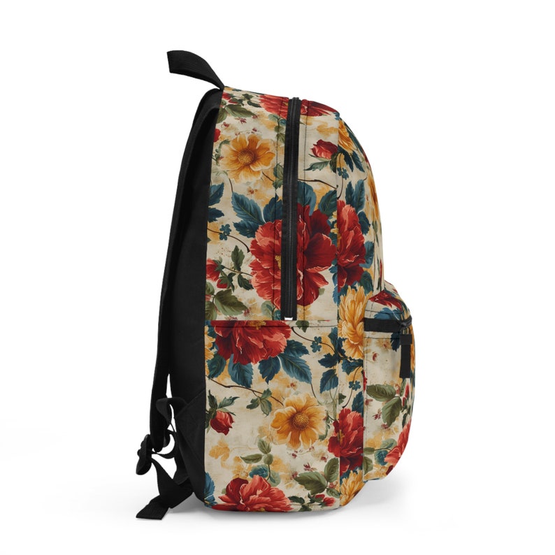 Floral Backpack, Vintage Style Flowers Pattern Waterproof School Bag ...