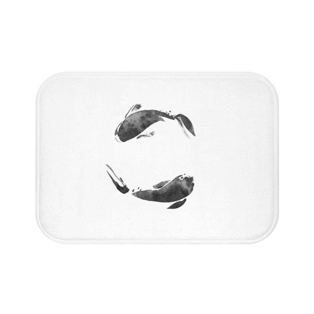 Koi Fish Bath Mat, Japanese Art Bathroom Decor, Minimalist Bath Rug ...