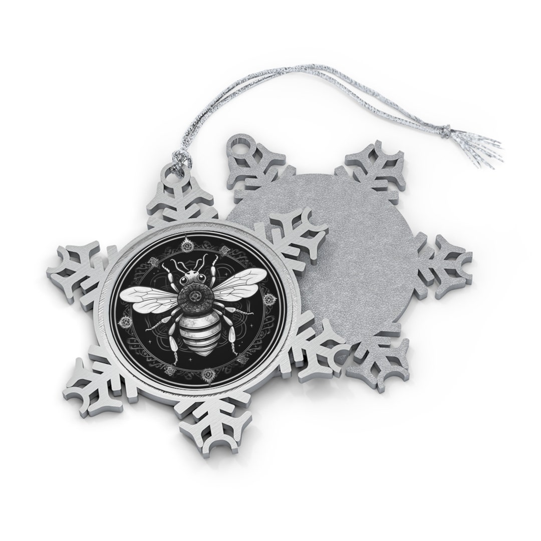 Honey Bee Ornament, Bumble Bee in Silver Snowflake Christmas Tree ...