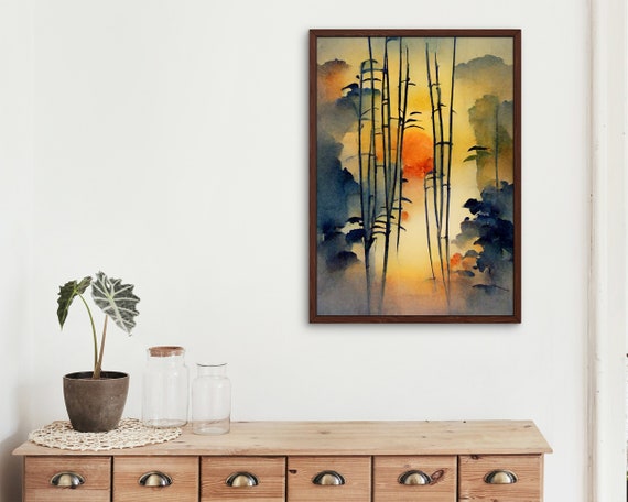 Japanese Bamboo Trees Sunset Poster Print Oriental Asian - Etsy