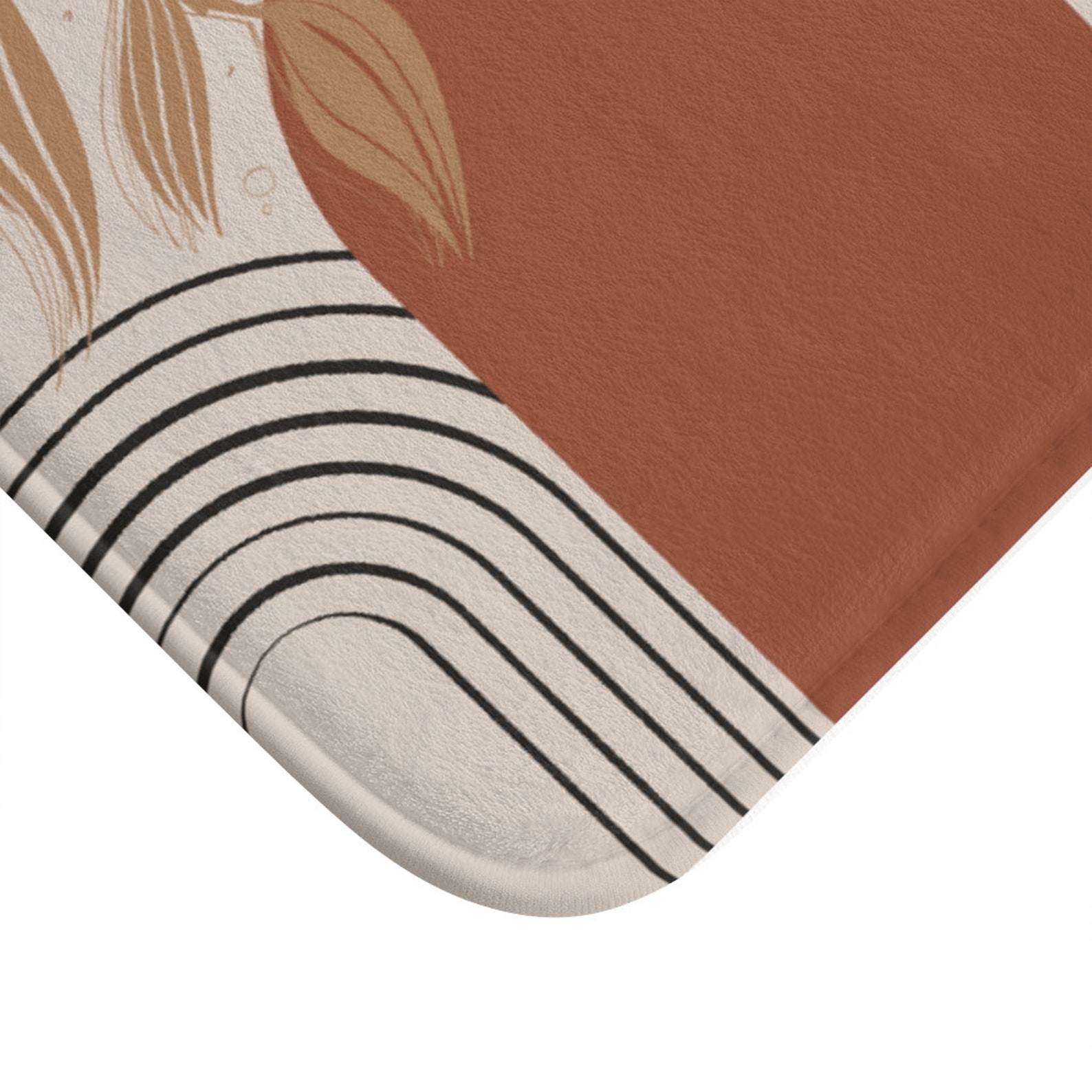 Abstract Bath Mat, Bohemian Brown Bath Rug, Modern Kitchen Mat, Boho ...