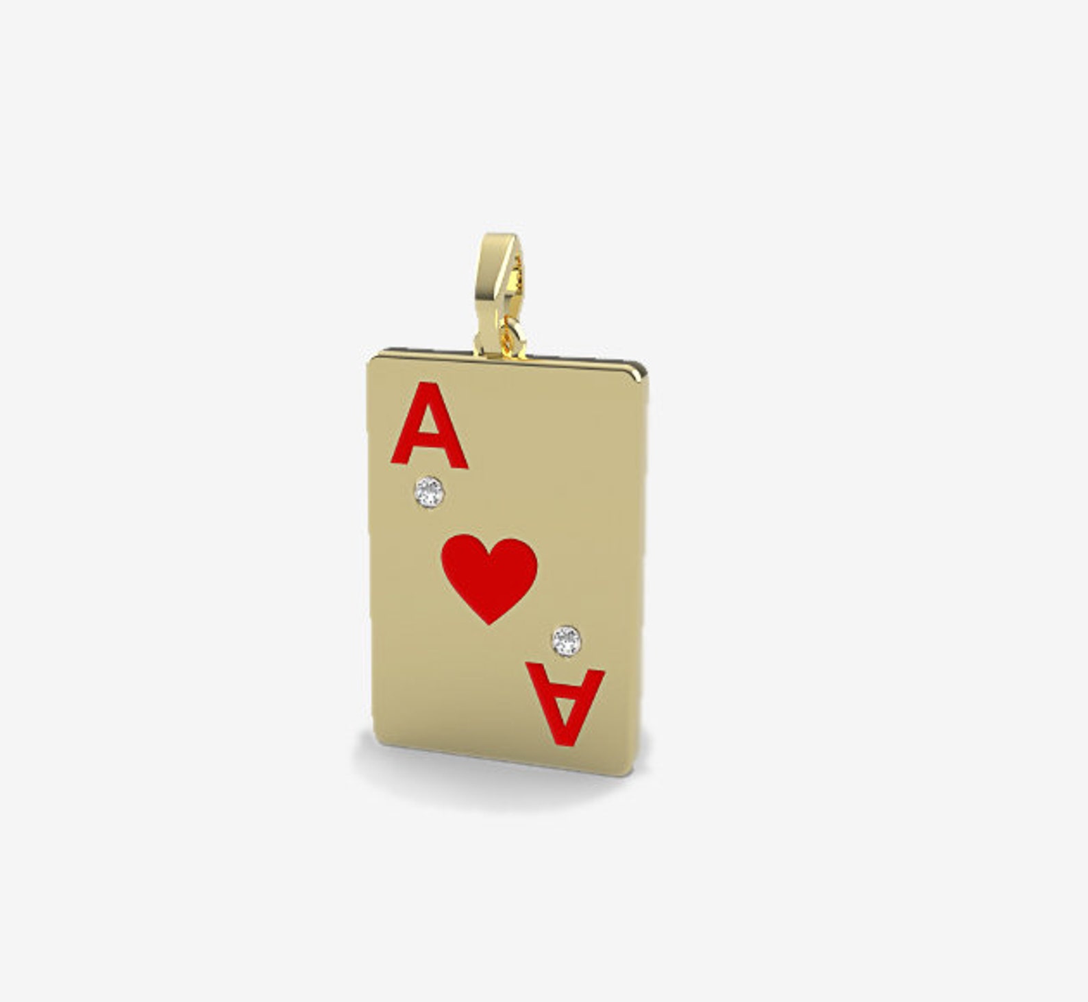 Ace Pendant, Poker Pendant, Poker Gifts, Ace Pendant With Two Diamonds ...