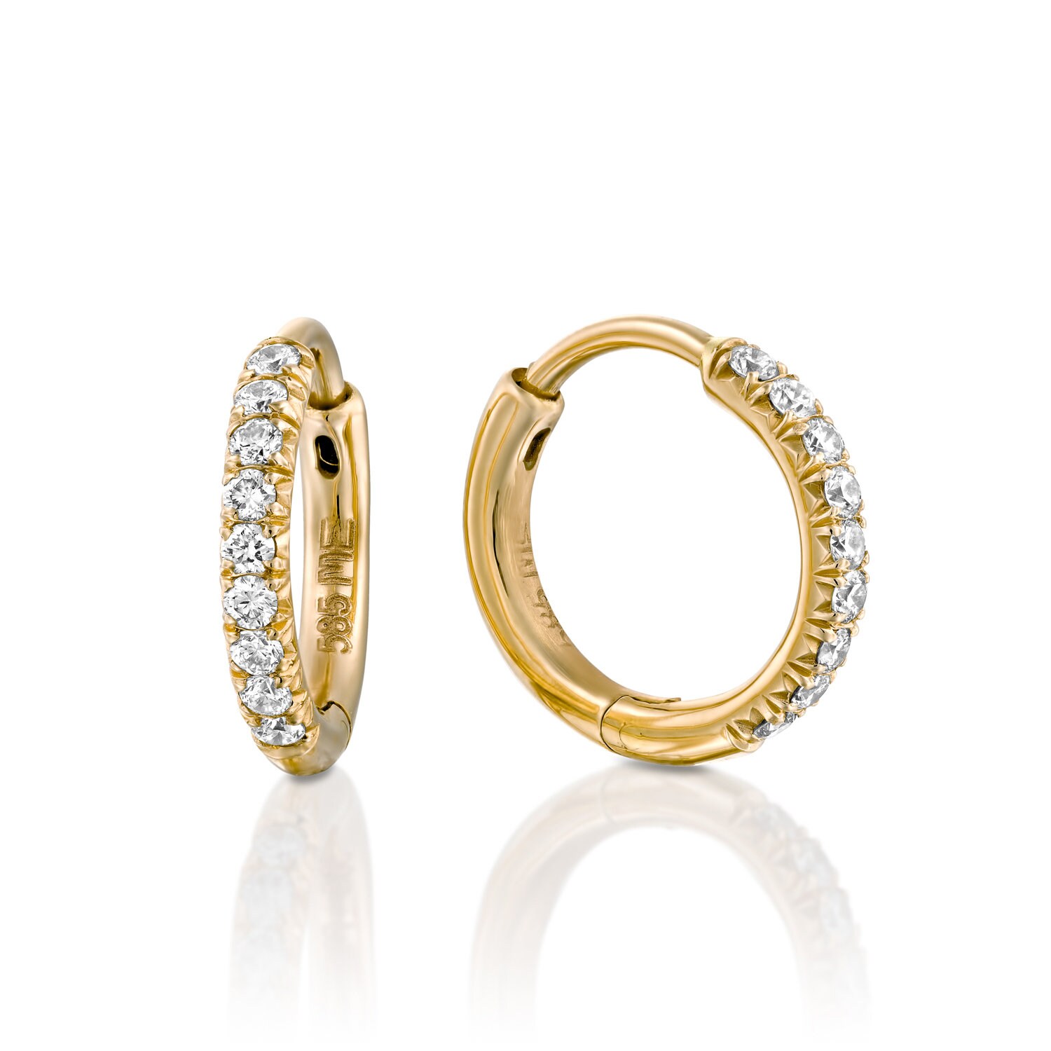 Mini Ear Huggie Hoop Earrings Micro Pave Diamonds Cartilage - Etsy
