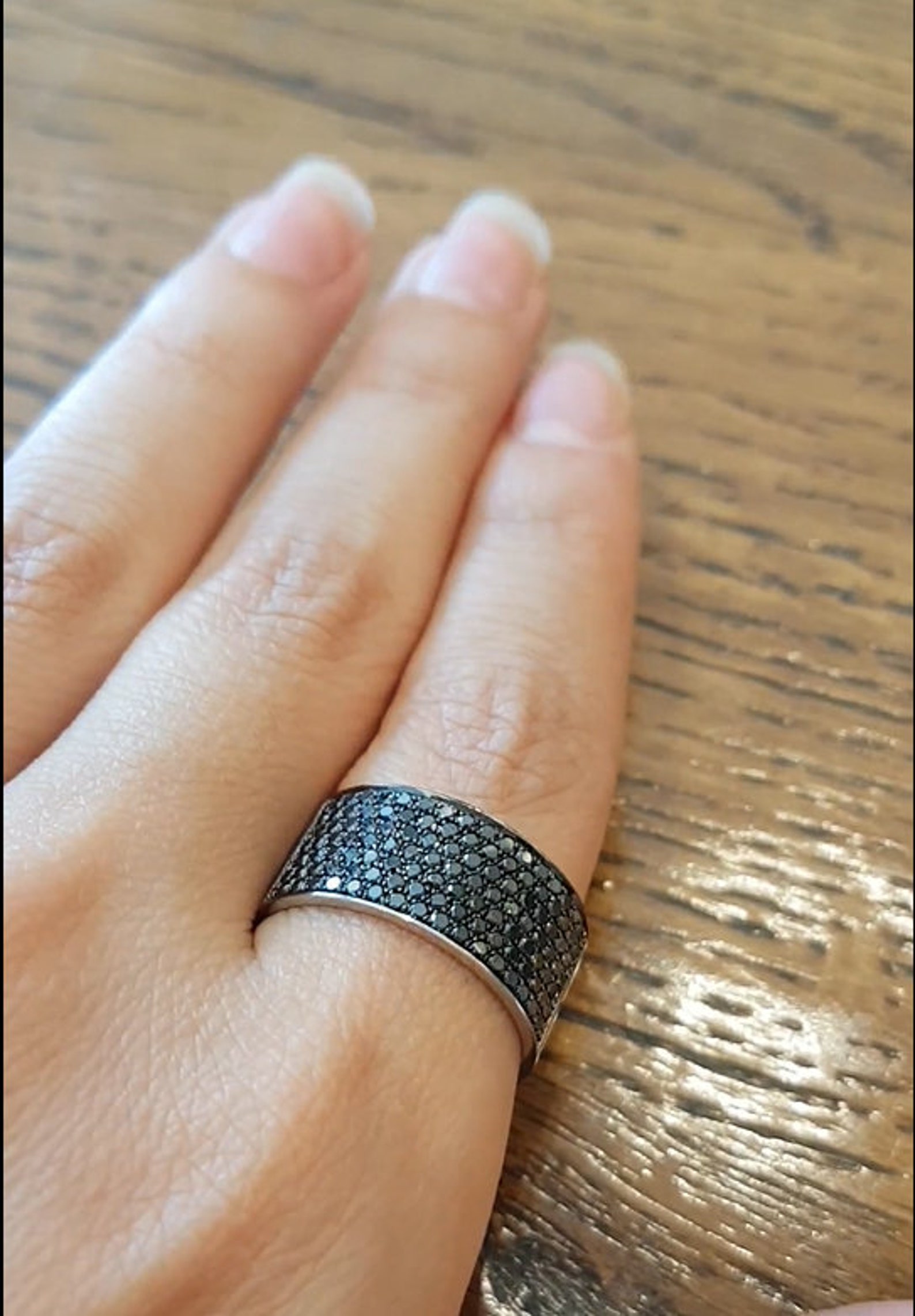 Black Diamonds Pave Band 1.10 Ct Ring - Etsy