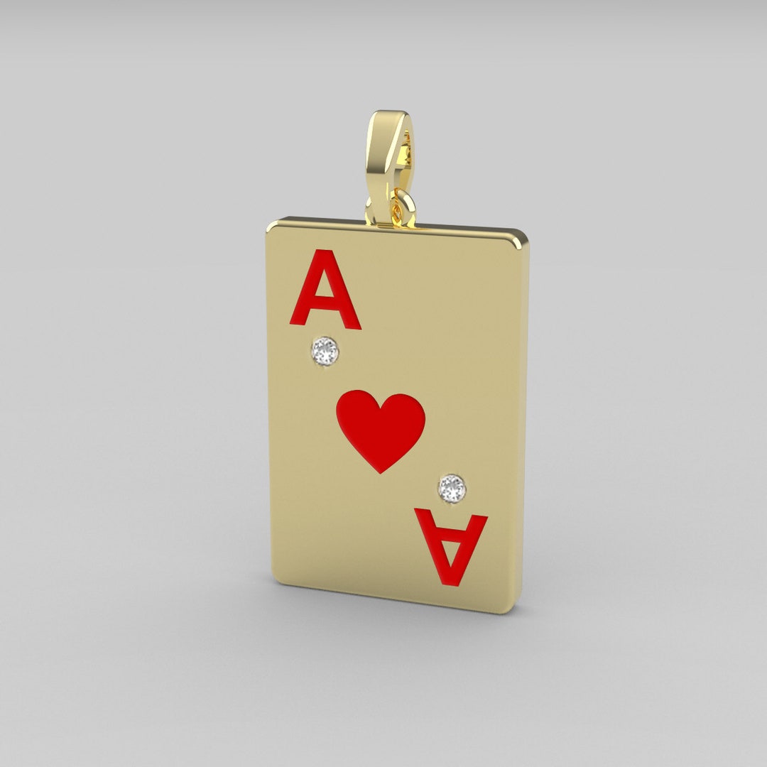 Ace of Diamonds Pendant With Two Diamonds, Poker Pendant, Poker Jewelry ...