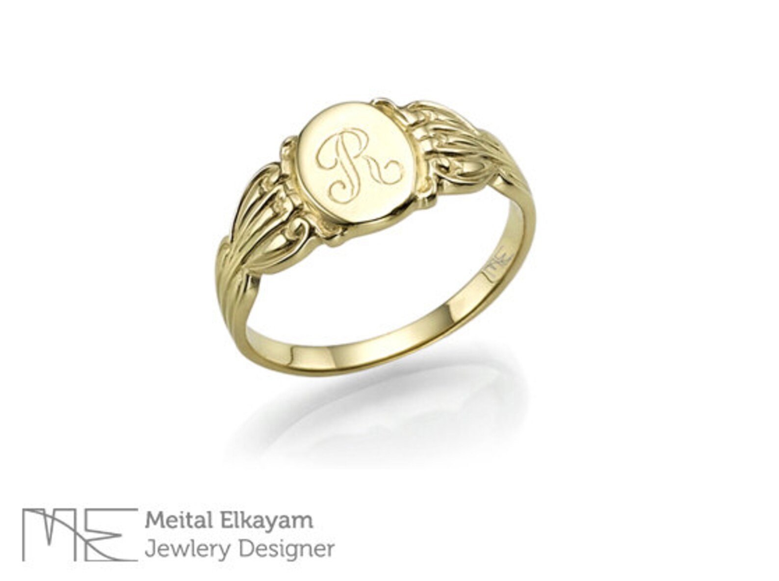 Men Pinky Signet Initial Ring Vintage Style 14k Gold - Etsy