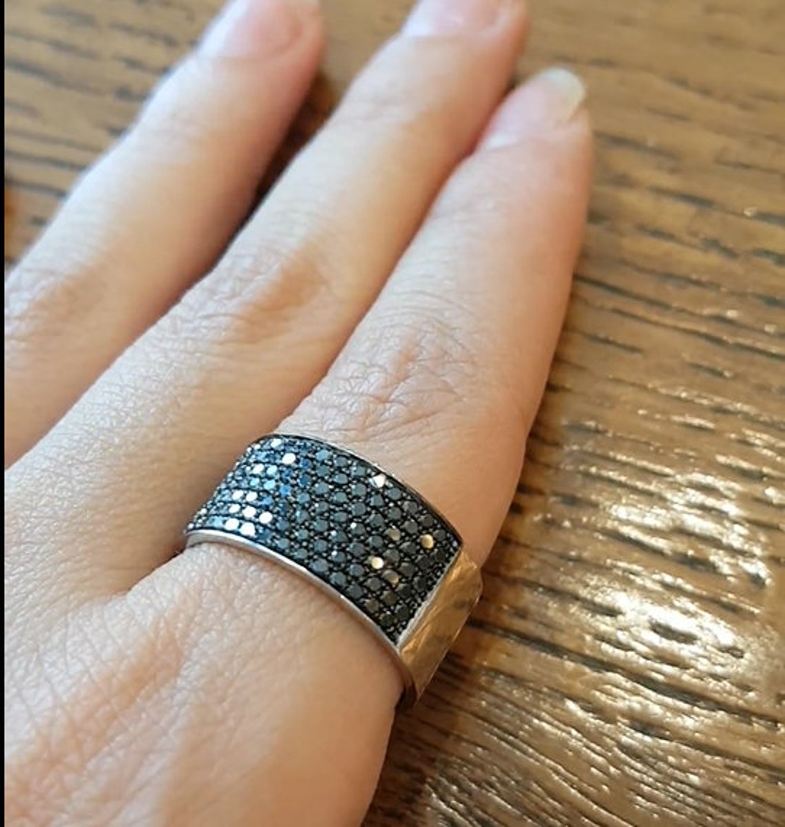 Black Diamonds Pave Band 1.10 Ct Ring - Etsy