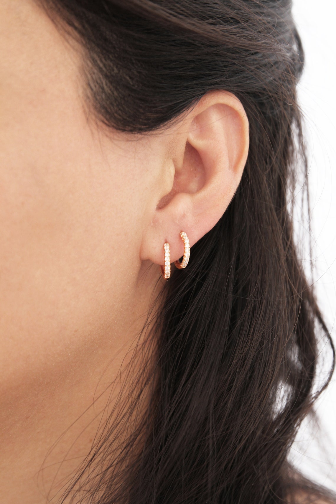 Mini Ear Huggie Hoop Earrings Micro Pave Diamonds Cartilage - Etsy