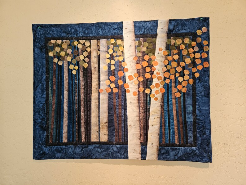 Quilted Landscape Wall Hanging- "aspen at Twilight" - Original Nature ...