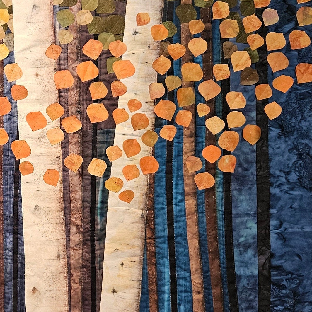 Quilted Landscape Wall Hanging- "aspen at Twilight" - Original Nature ...