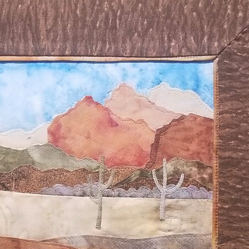 Quilted Landscape Art desert in Bloom Original - Etsy