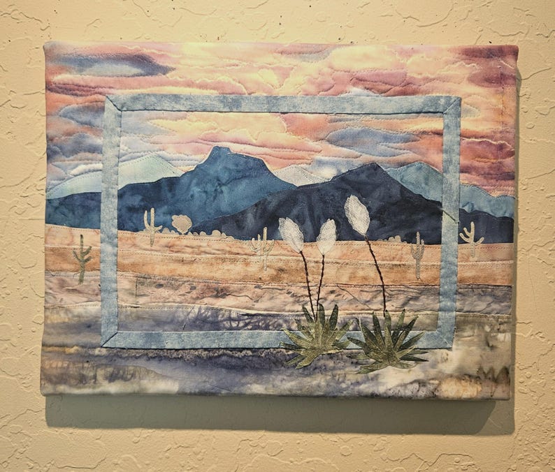 Quilted Desert Landscape -sonoran Sunset- Original Appliqued Fabric Art ...