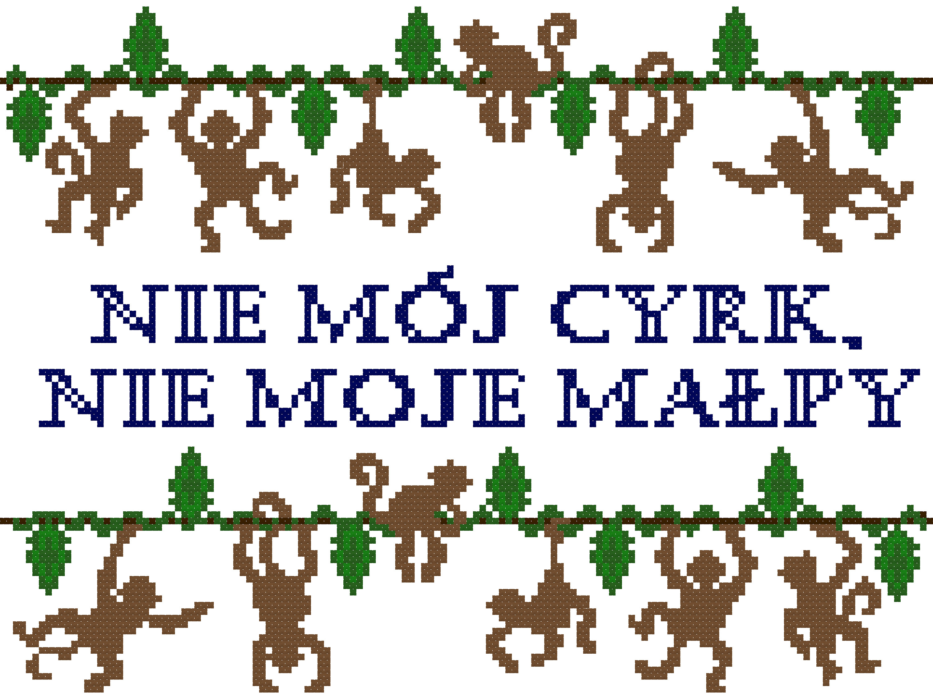 Not My Circus, Not My Monkeys Cross Stitch in Polish Nie Moj Cyrk, Nie ...