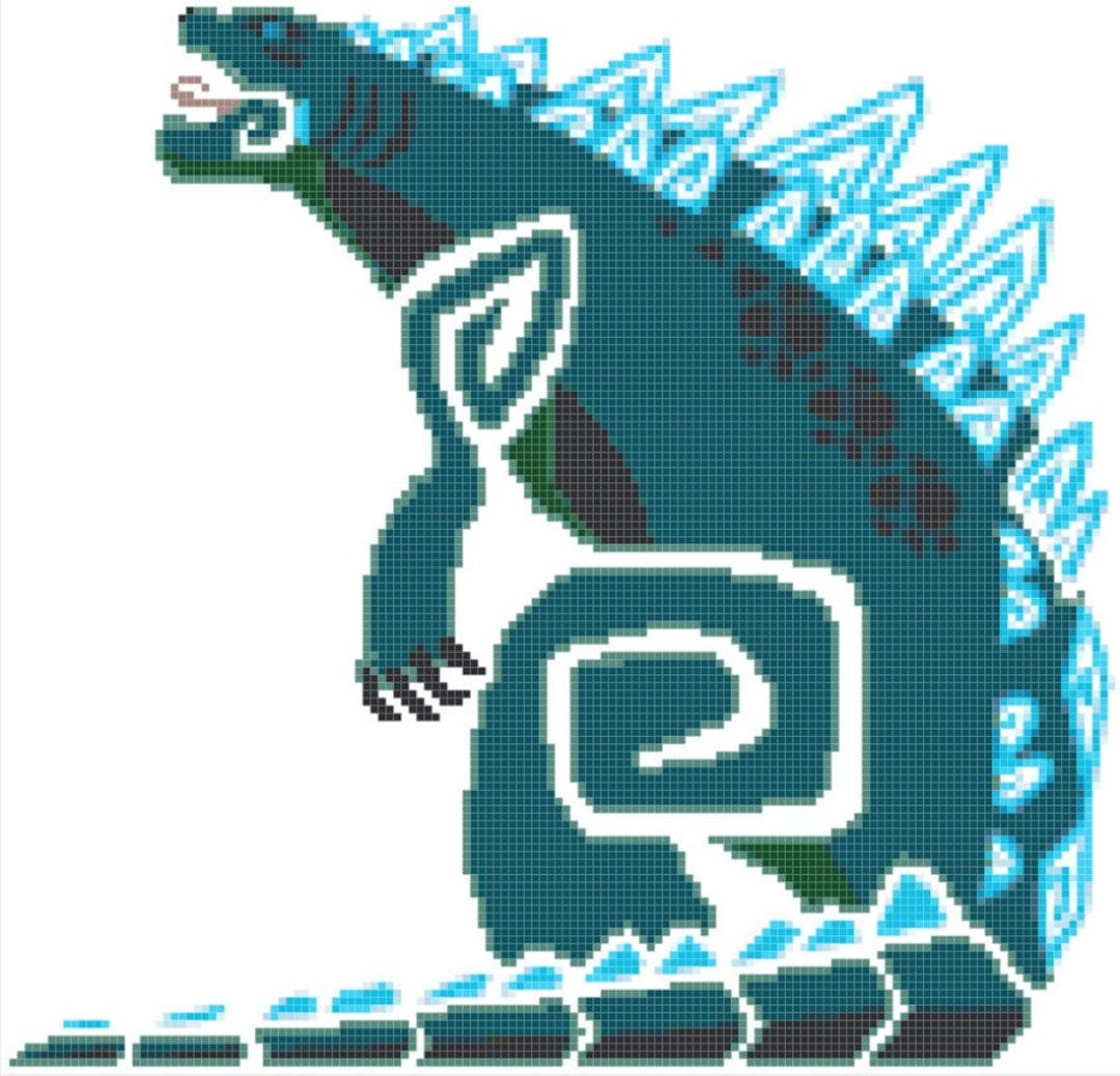 Godzilla in the Style of Monster Hunter World Cross Stitch Pattern - Etsy