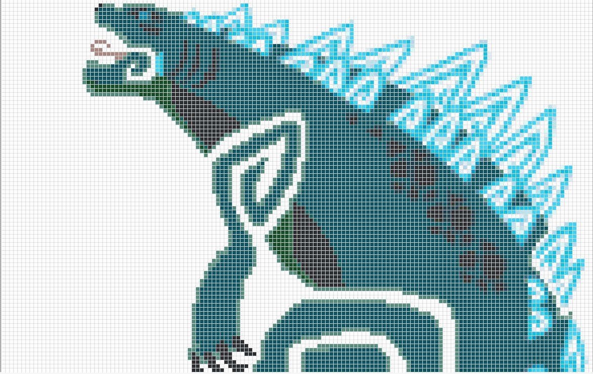 Godzilla Pixel Art Grid