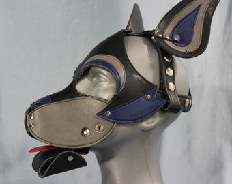 Husky style Pup mask with Blue highlights | Etsy