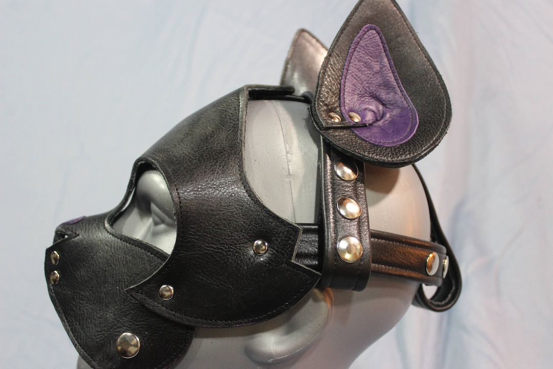 Kitten Hood in Black and Purple - Etsy