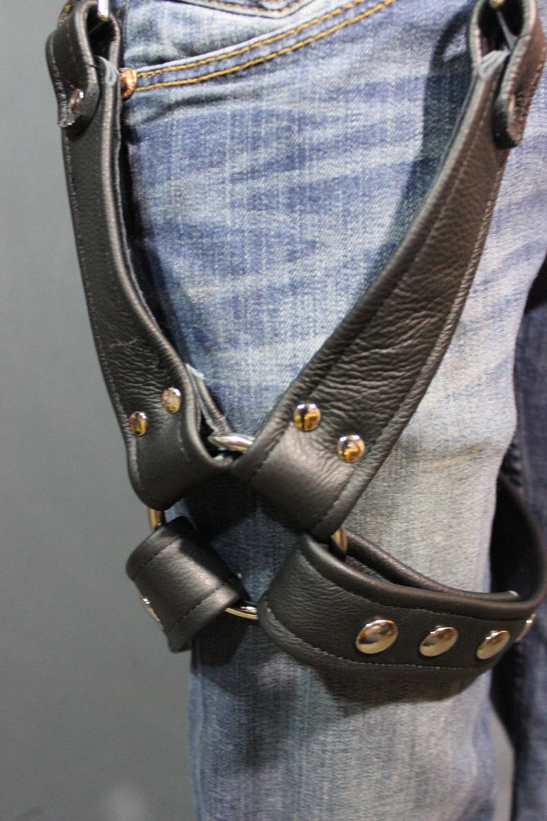 Classic Black Leather Leg Harness - Etsy