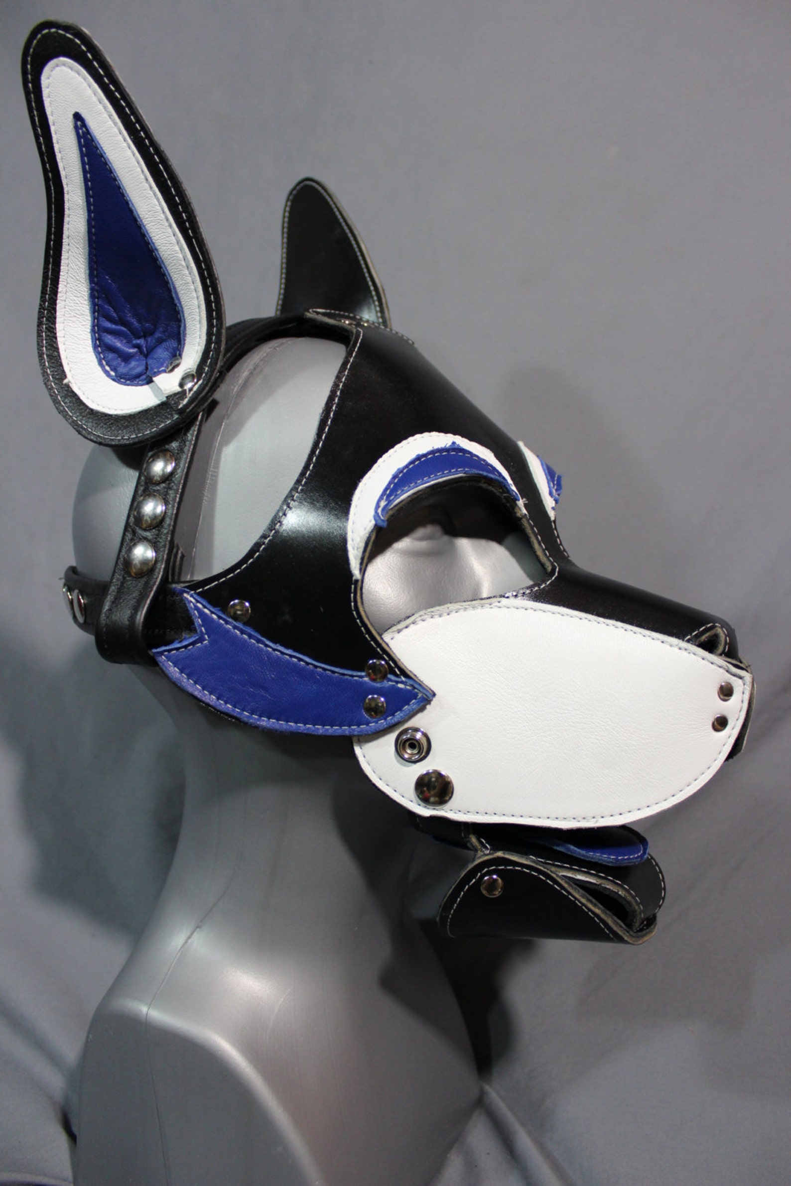 Husky Style Pup Mask With Blue Highlights - Etsy