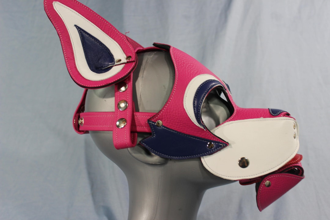 Husky Style Pup Mask in Pink With Purple Highlights - Etsy