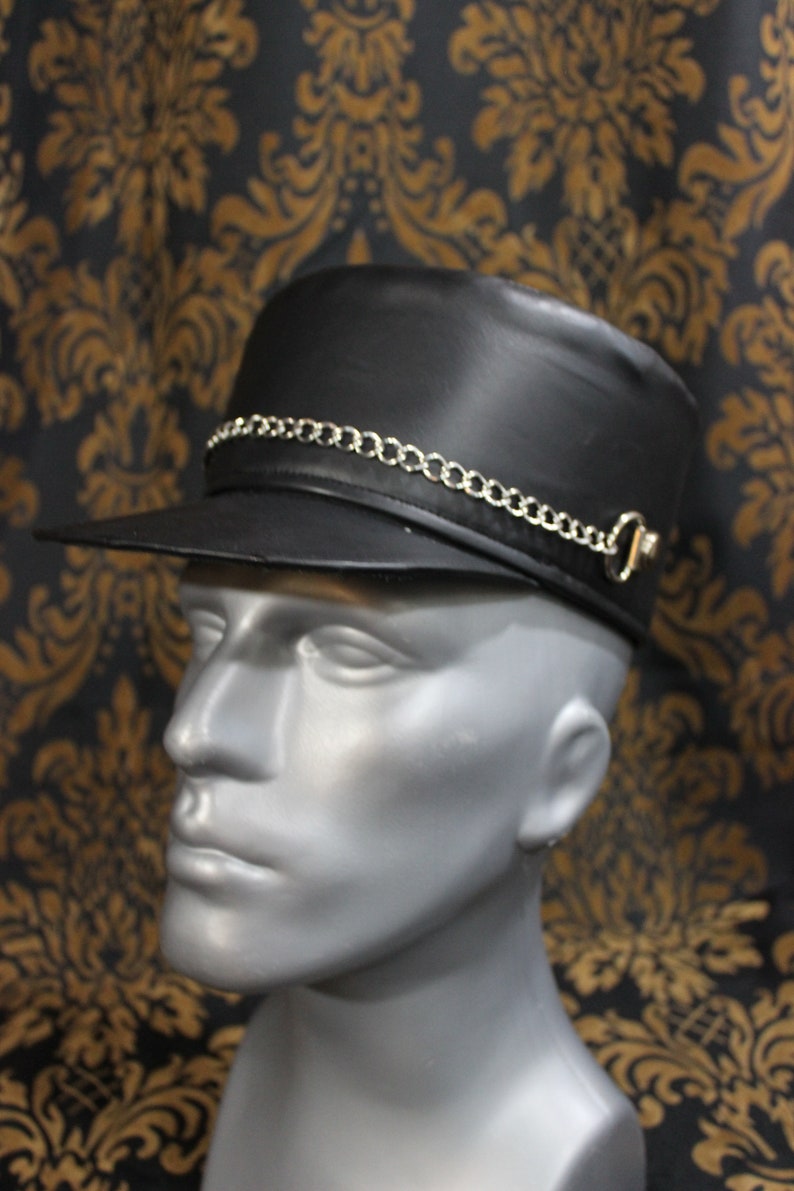 European Style Kepi Hat in Black Leather - Etsy