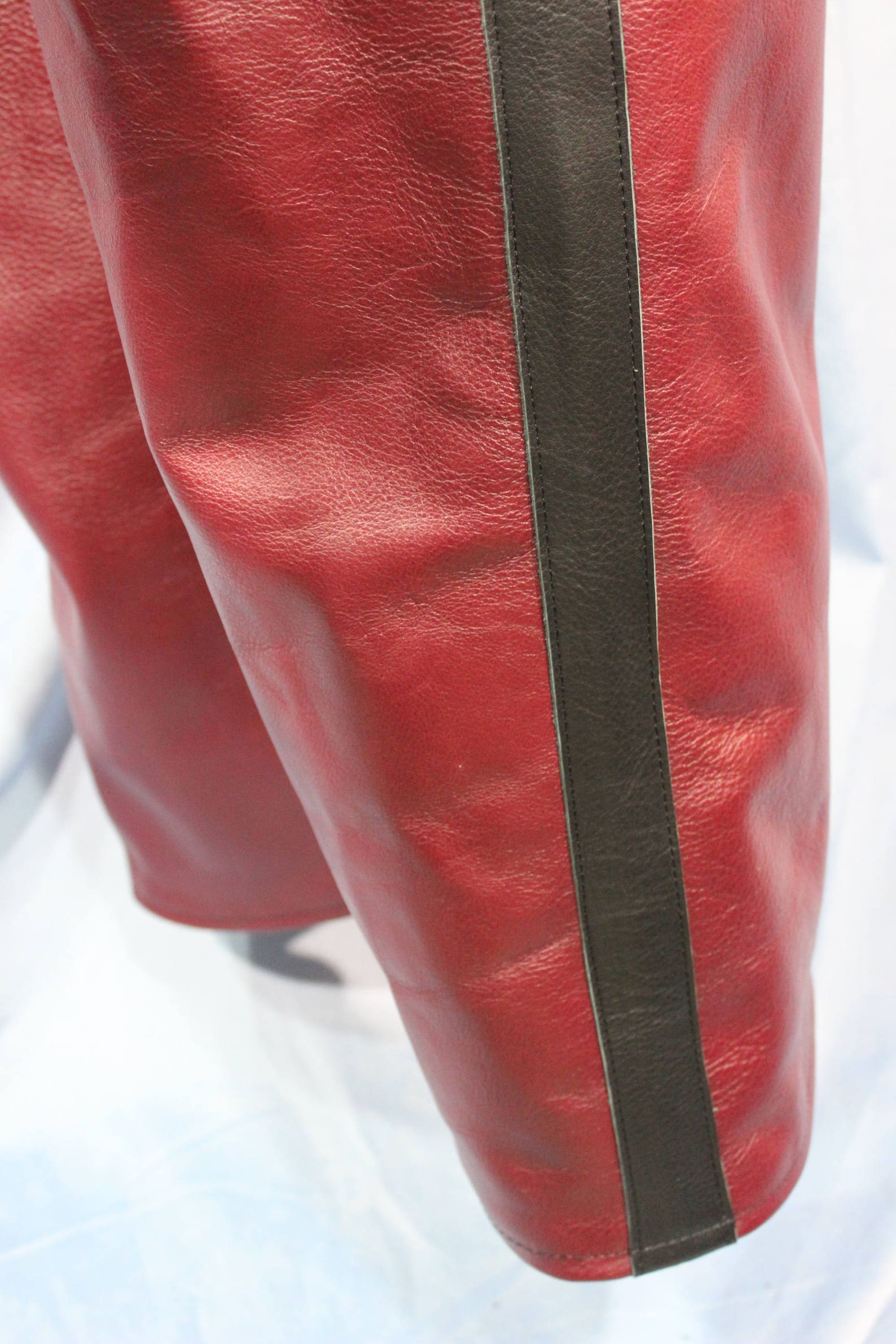 Our Striped Leather Pants in Burgundy and Black - Etsy