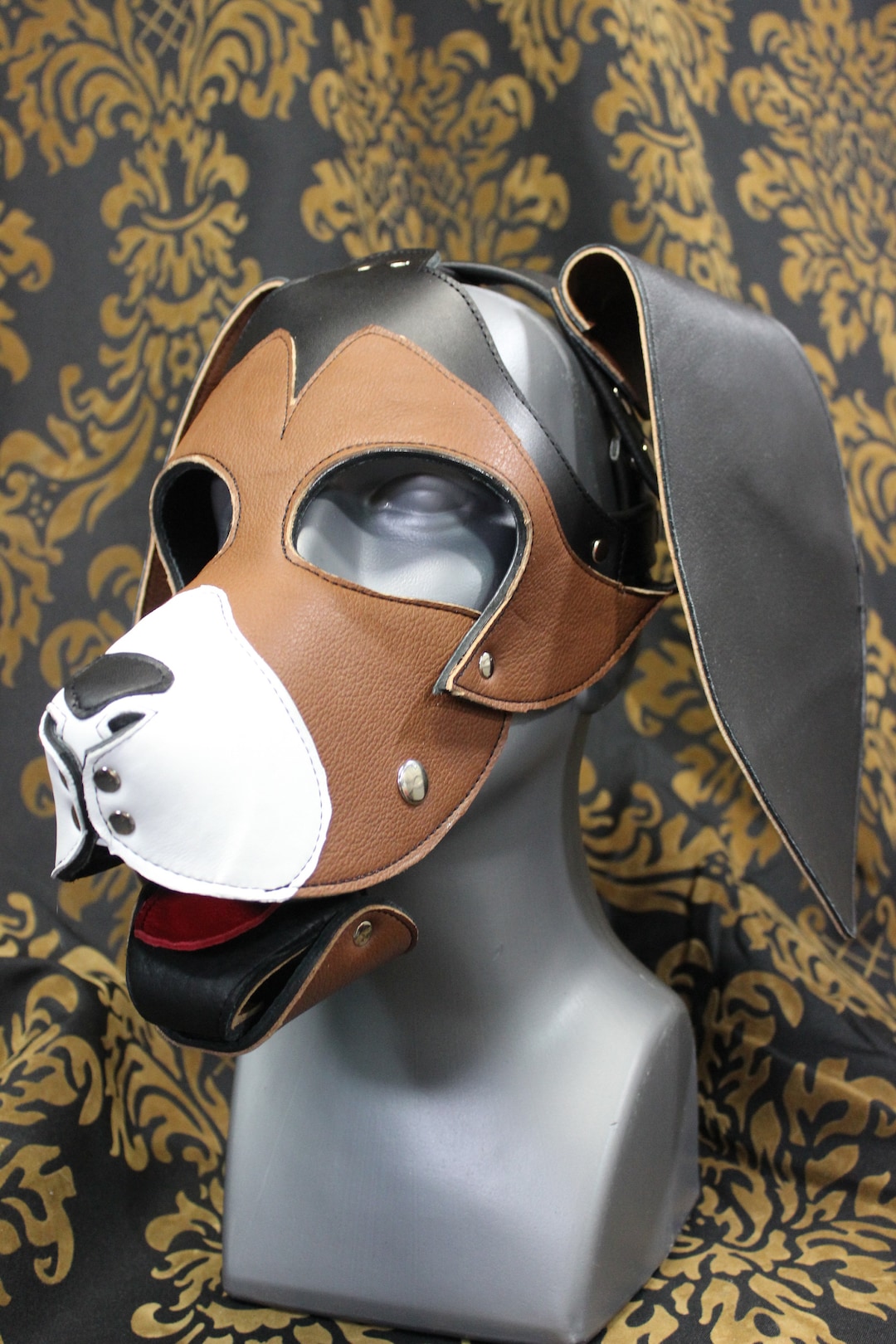 Basset Hound Style Pup Mask in Black, Tan, and White - Etsy