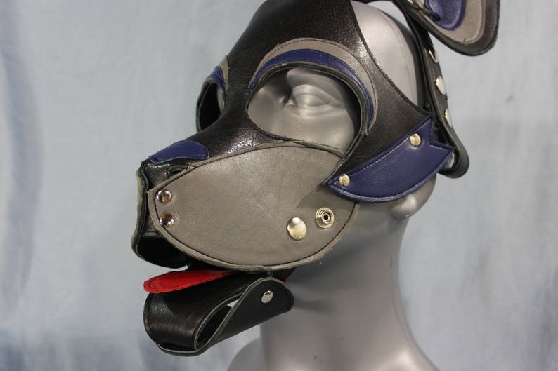 Husky Style Pup Mask in Black Blue and Gray - Etsy