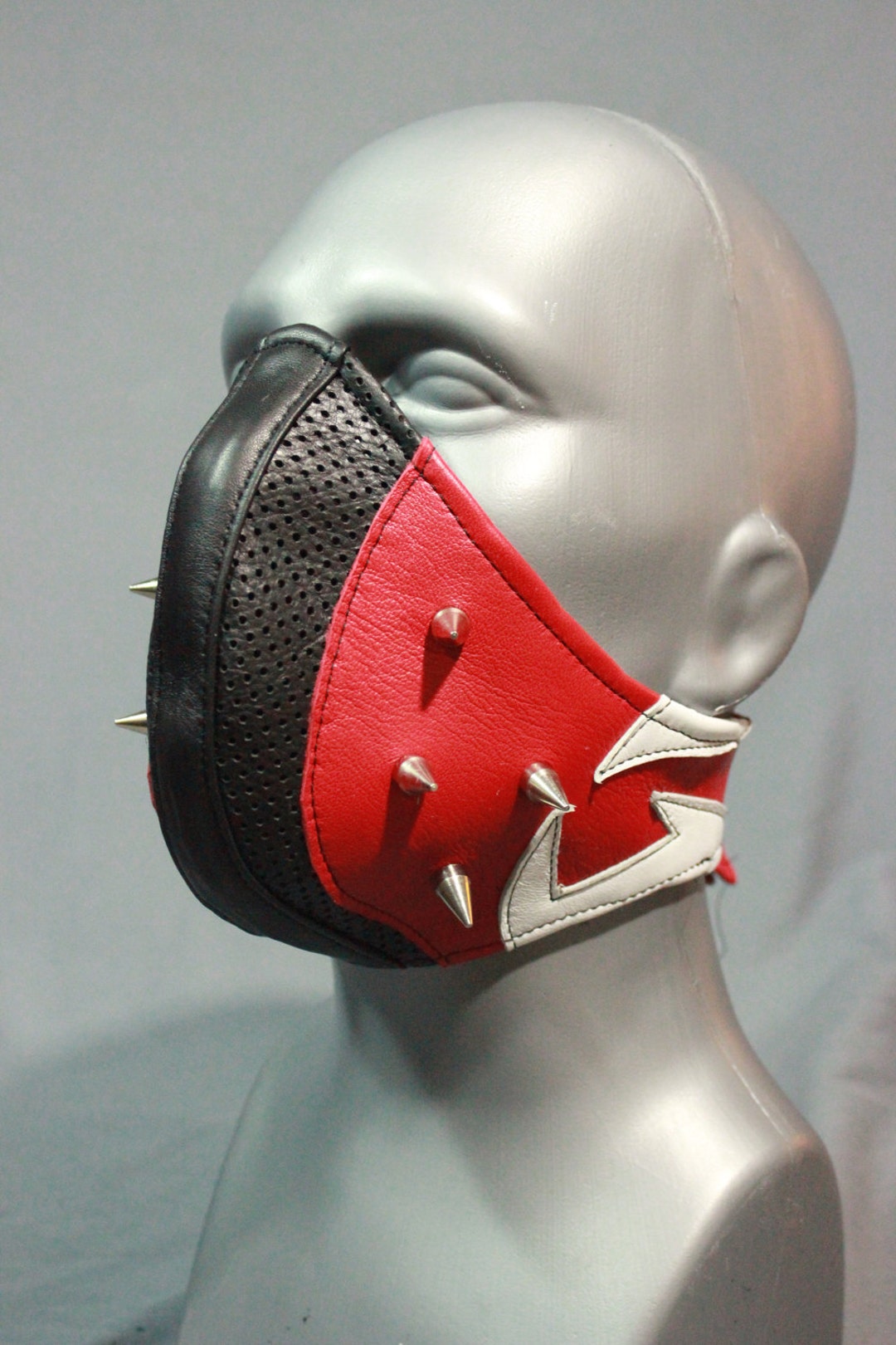 Black and Red Half Mask - Etsy