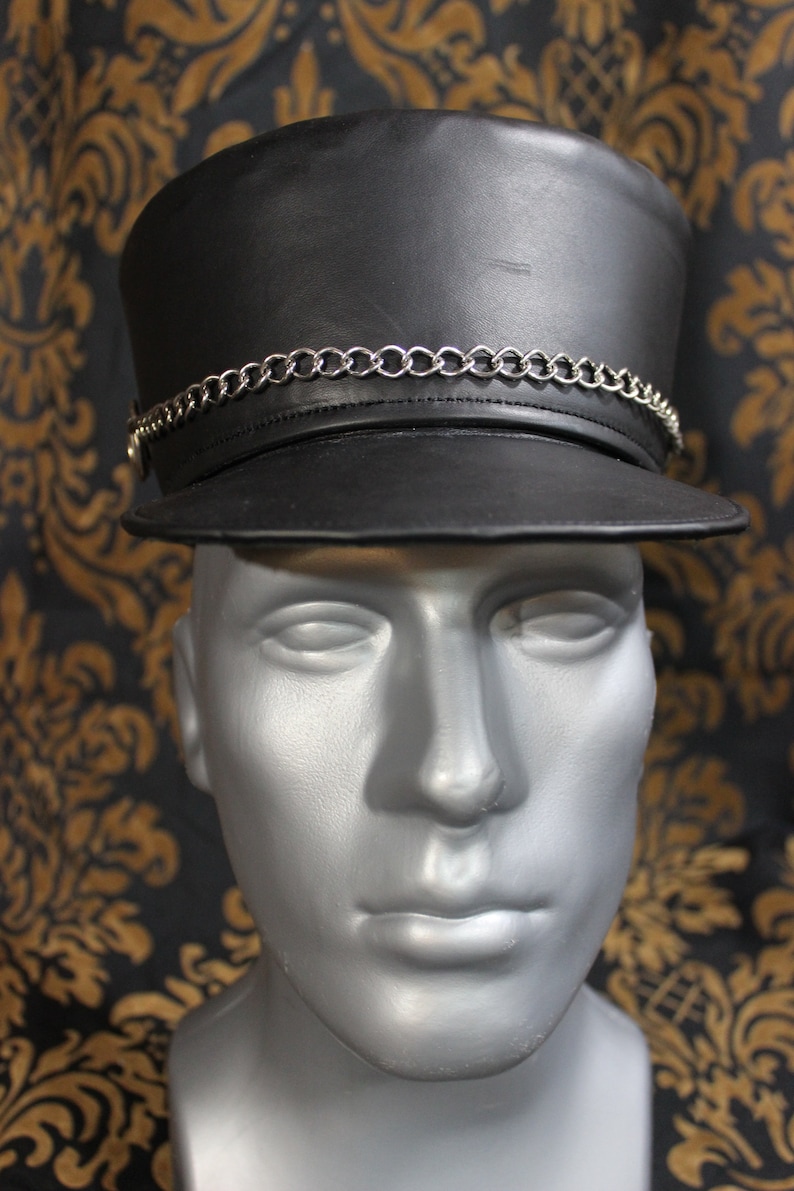 European Style Kepi Hat in Black Leather - Etsy