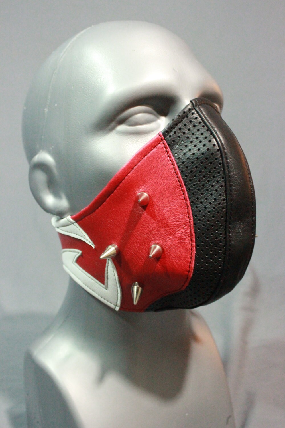 Black and Red Half Mask - Etsy