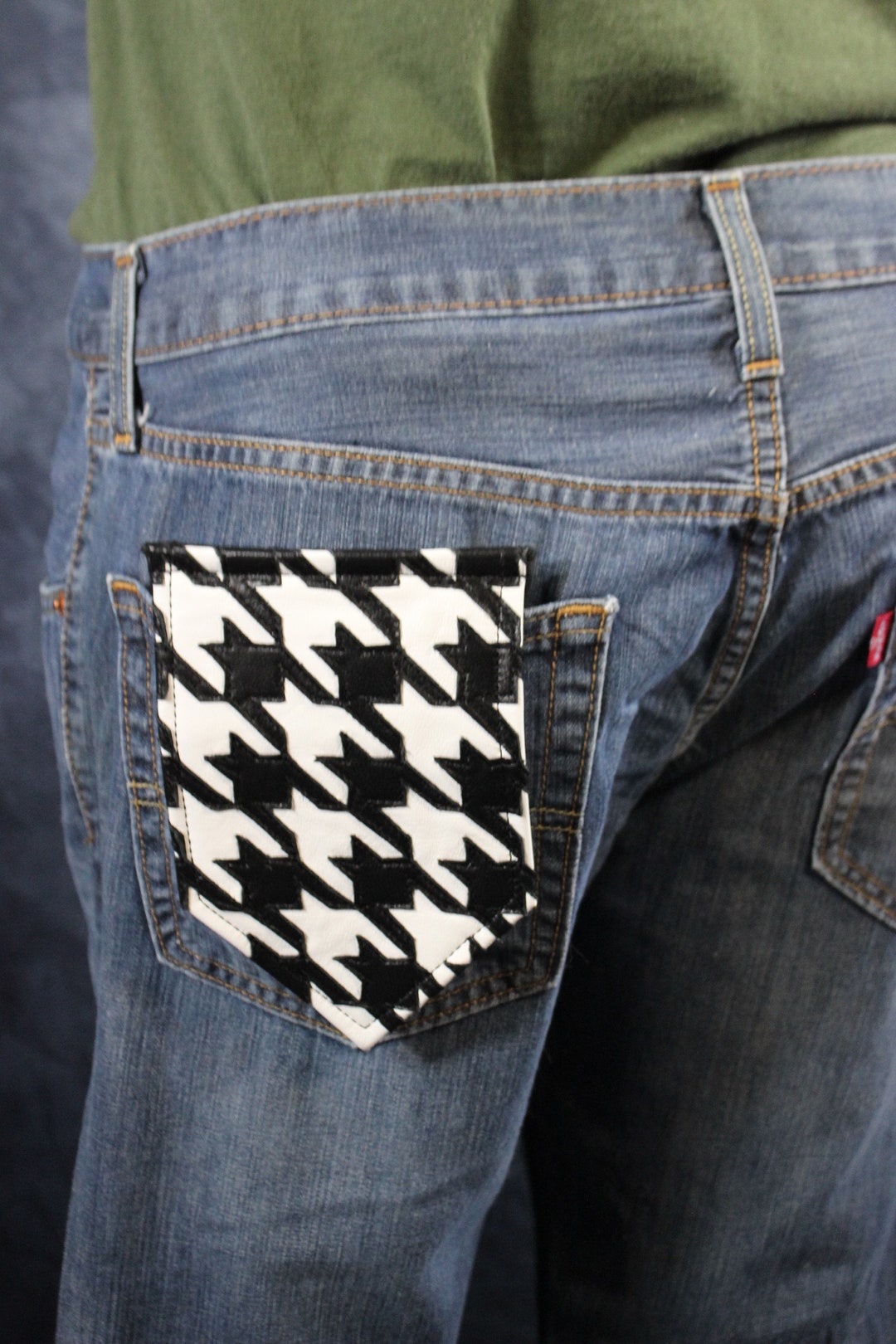 Houndstooth Pocket Flag in Leather - Etsy