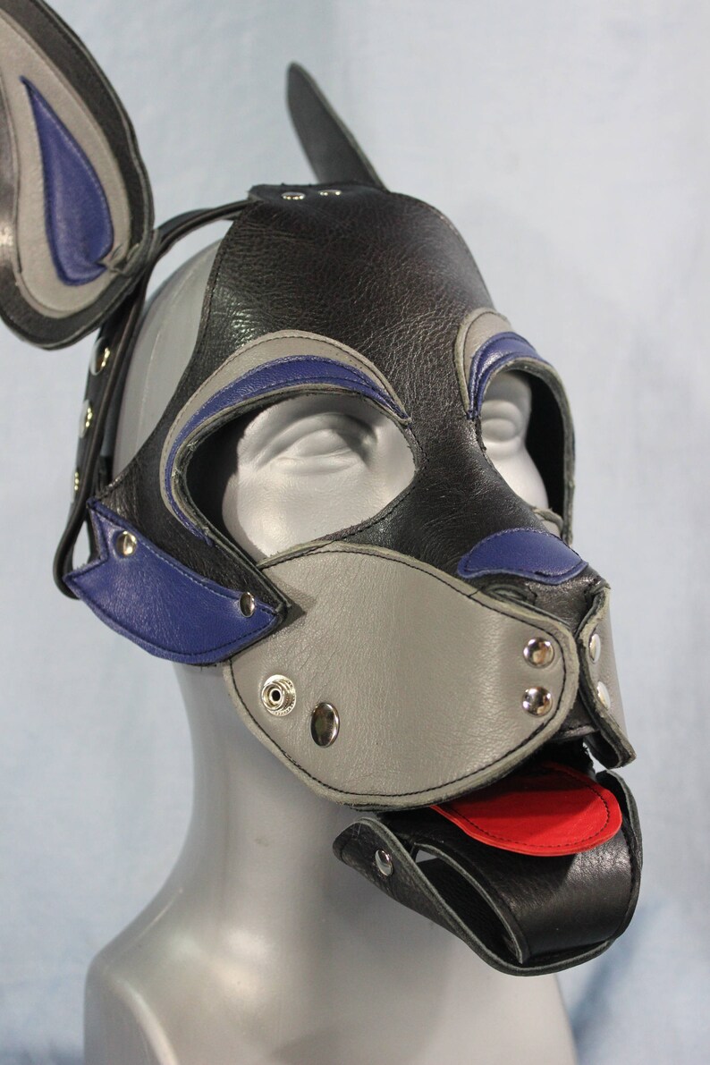 Husky Style Pup Mask in Black Blue and Gray - Etsy