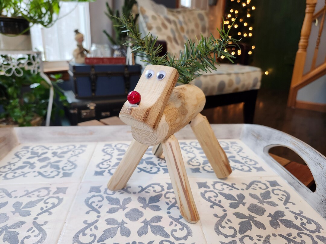 Rustic Mini Log Reindeer - Etsy