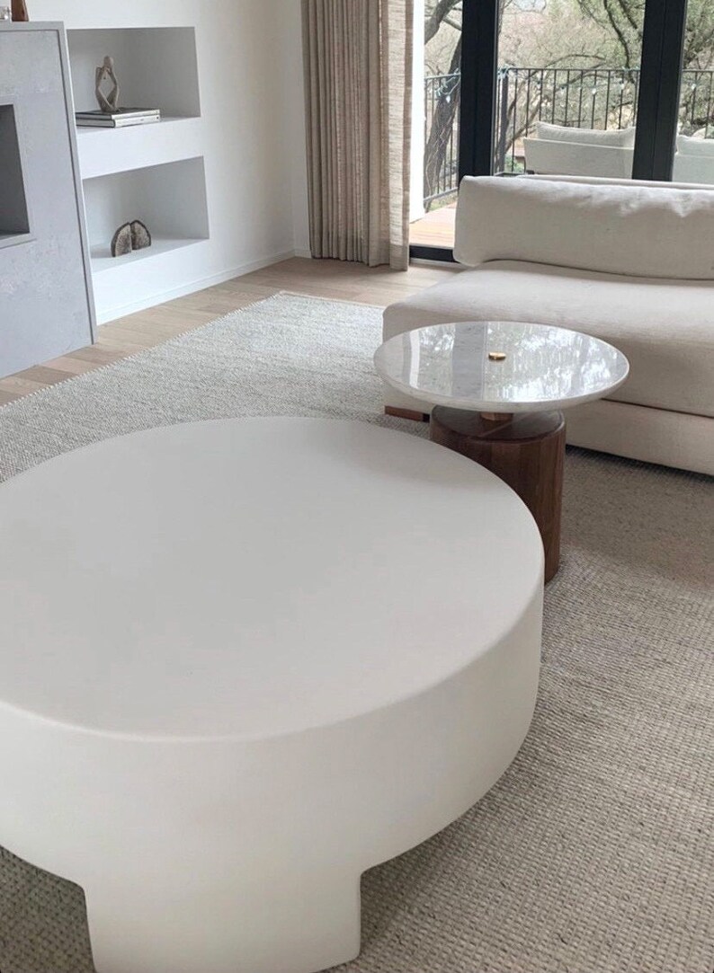 The Reed Plaster Round Coffee Table | Etsy