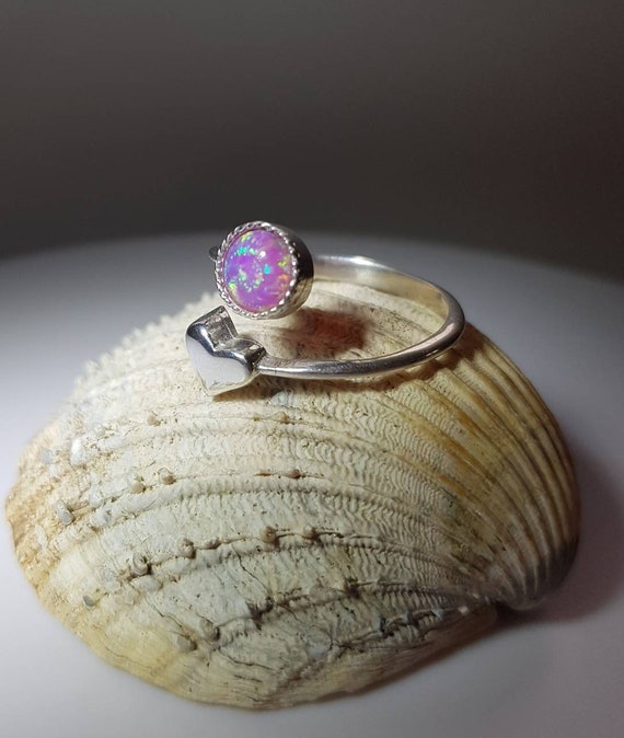 Wrap Round Ring With Gilson Fire Opal 6mm Pink Stone Set in - Etsy
