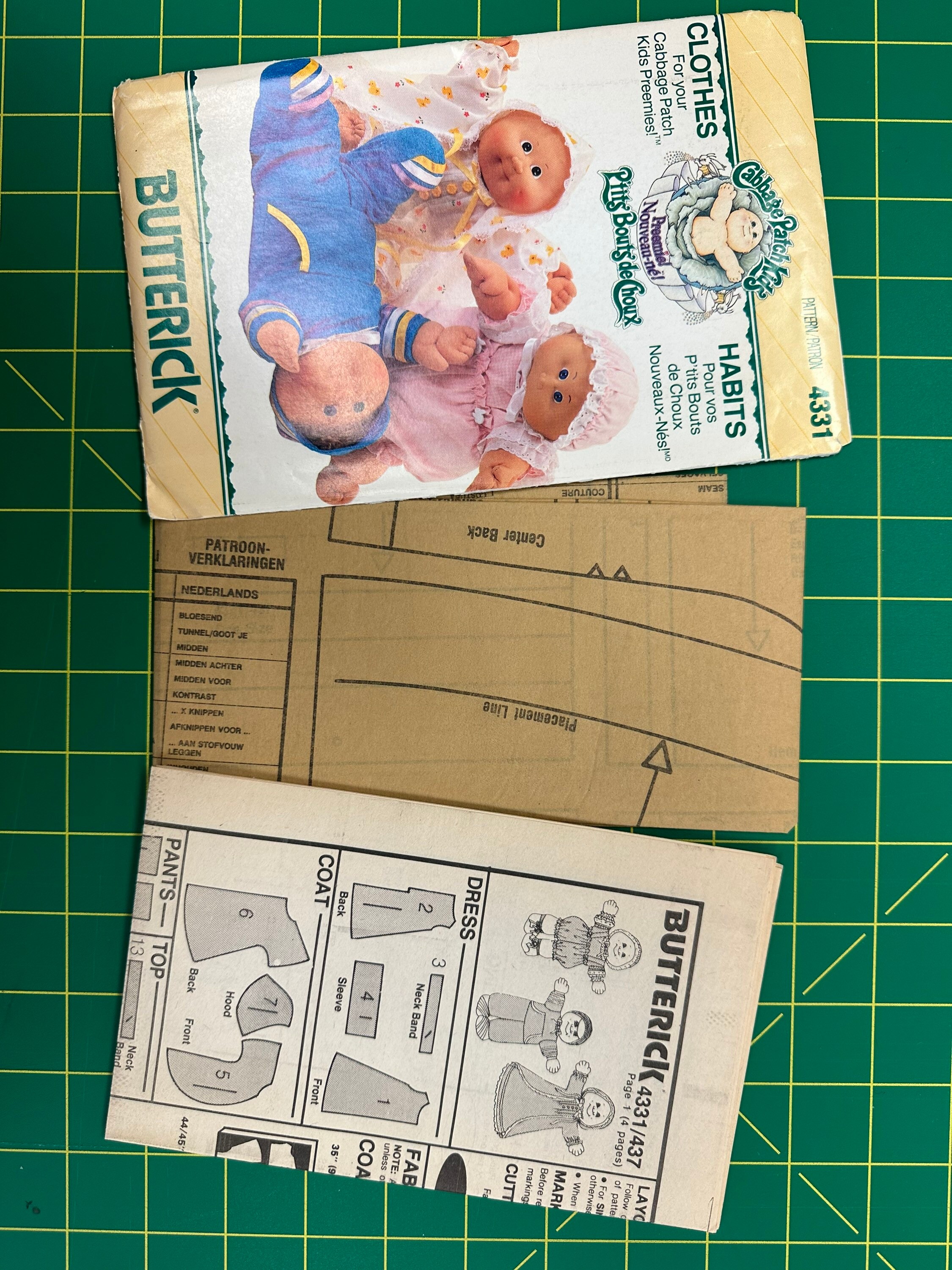 Vintage 1986 Butterick 4331 Pattern. Cabbage Patch Kids Preemies ...