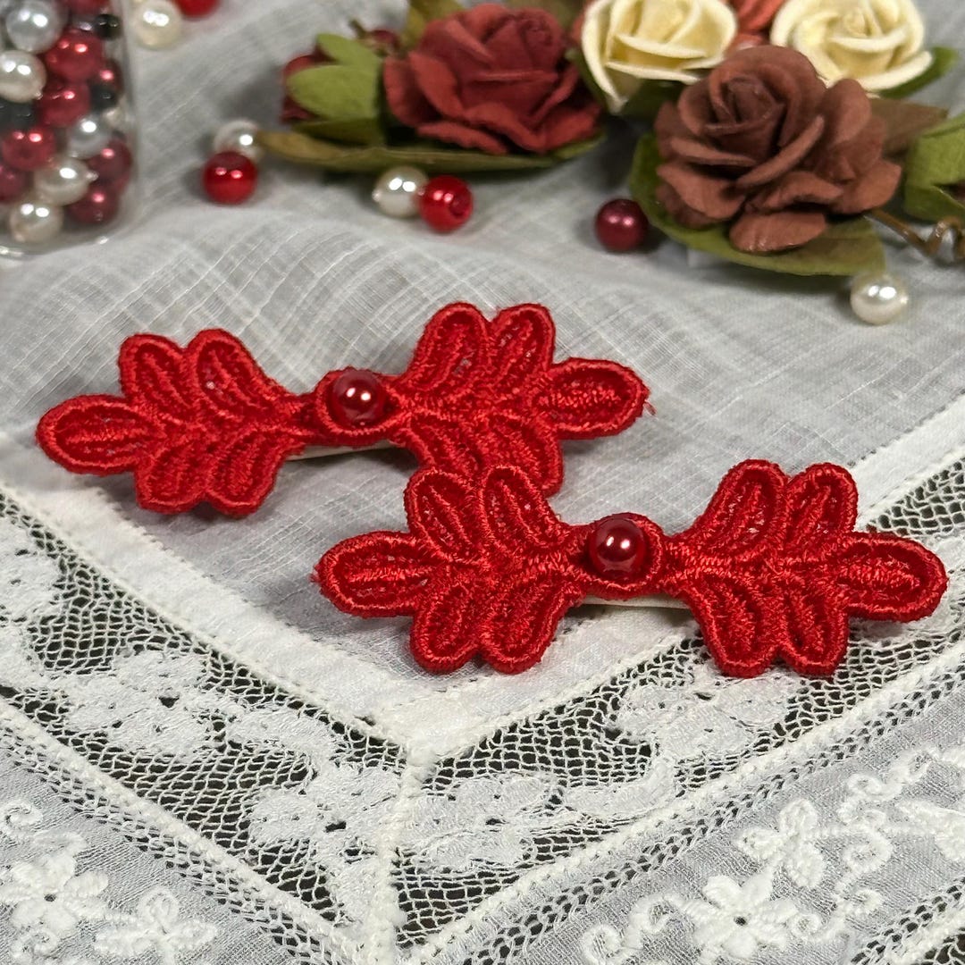 Doll Frog Closures 1 3/4"(45mm), Pkg of 2. #R04 RED. Machine ...