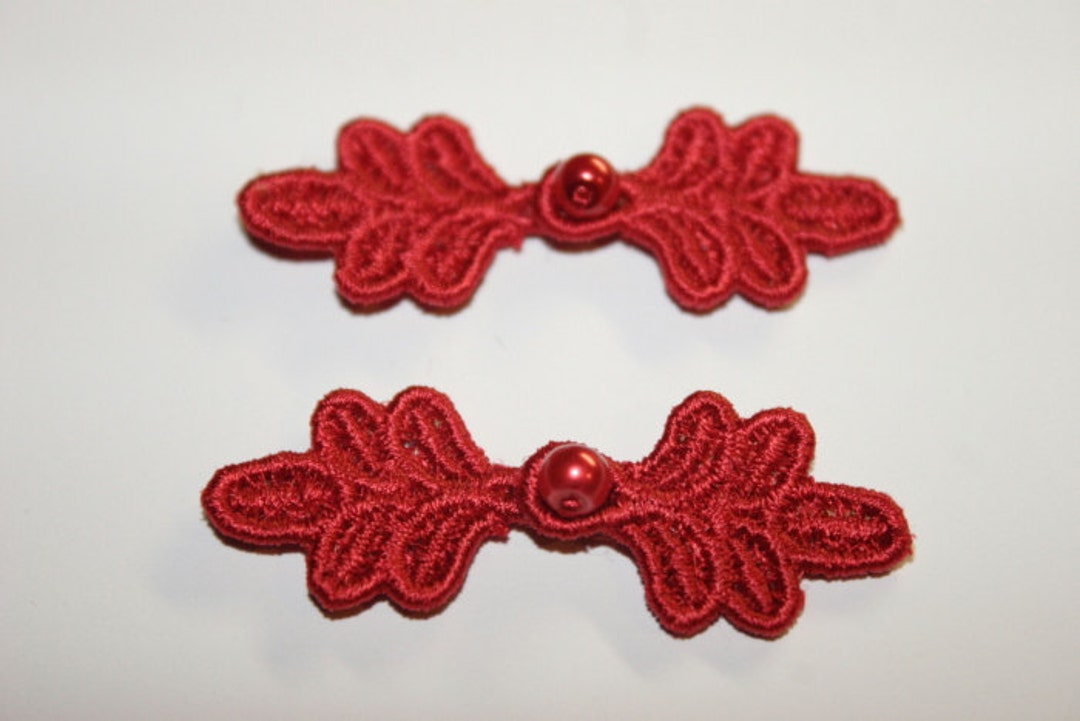 Cierres de ranas pequeñas 1 3/4, paquete de 2. R04 RED. Bordado a ...