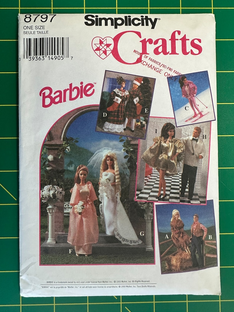 Vintage 1994 Mccalls 8797 UNCUT 11 1/2” & 12” Fashion Dolls Clothes ...