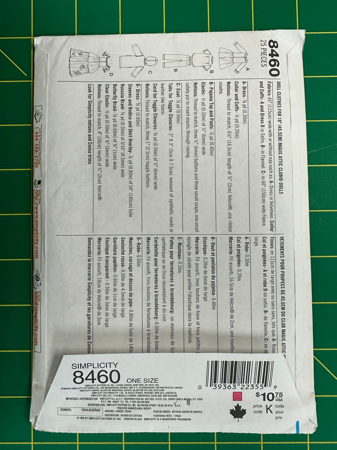 Vintage 1998 Simplicity 8460 Pattern UNCUT Doll Clothes for 18 Magic ...