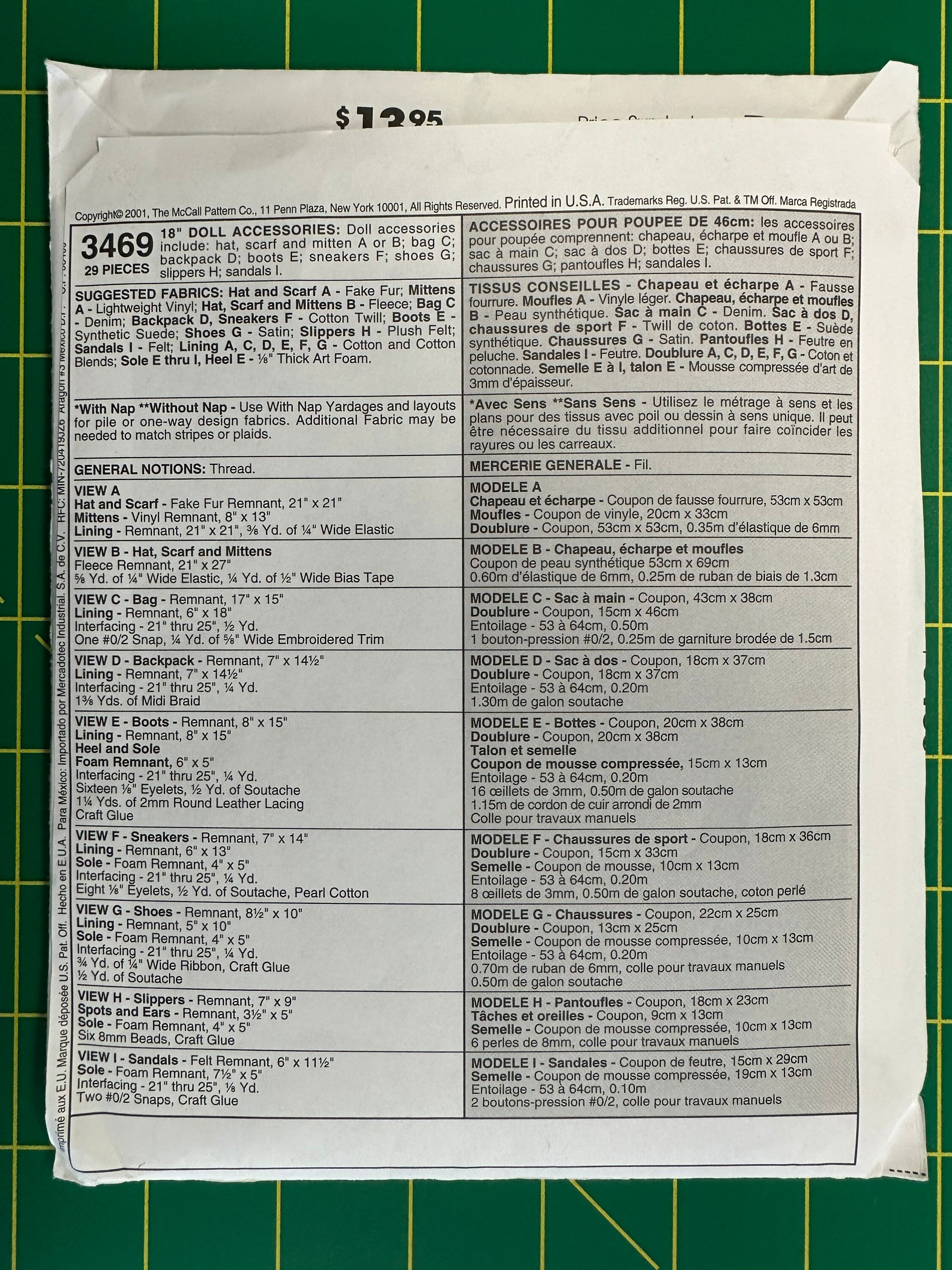 Vintage 2001 Simplicity 3469 UNCUT 18 Doll Accessories Pattern - Etsy
