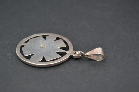 950 Silver Aztec Calendar Pendant: Tonatiuh Sun Stone… - Gem
