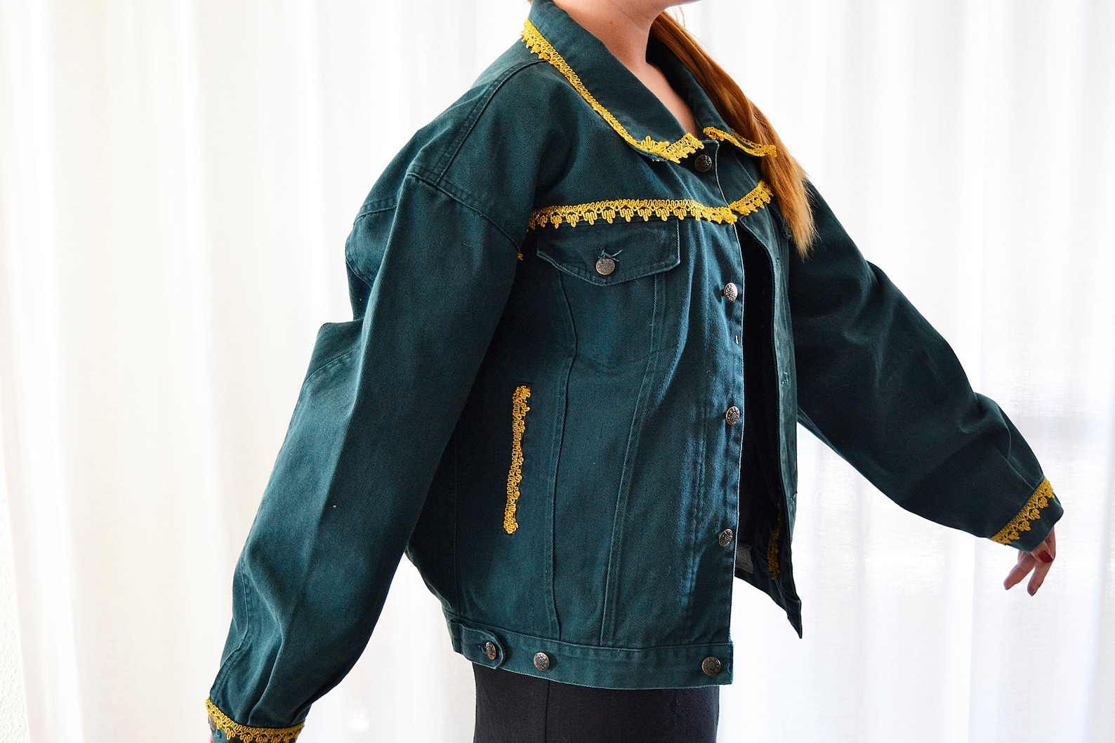 Green Denim Jacket Custom Jacket Vintage Jacket Light Denim | Etsy