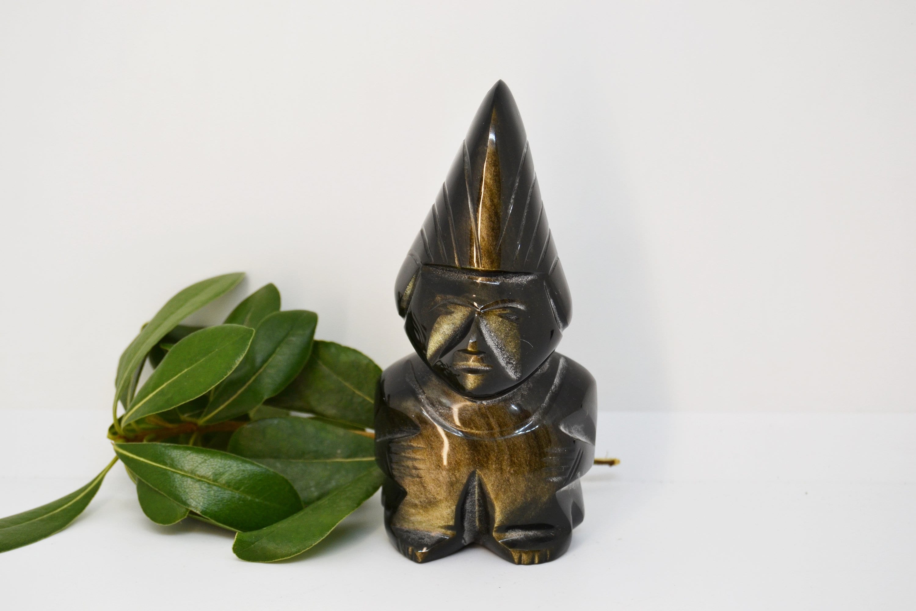 Mexico Warrior in golden obsidian Golden Obsidian Lot Mayan Aztec ...